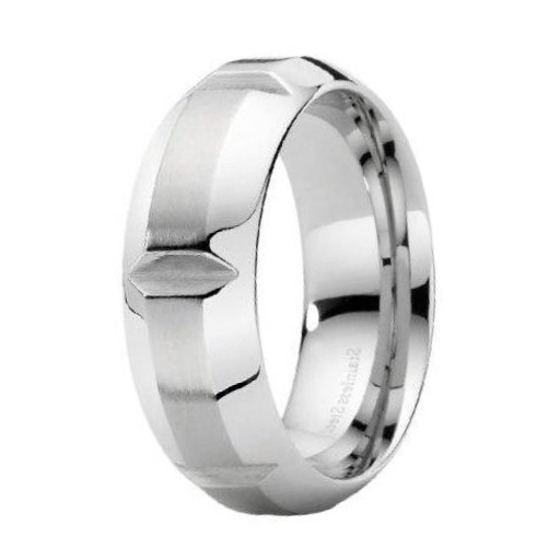 The Forge Brushed Stainless Steel Wide Vertical Notched Ring 9mm – Just ...