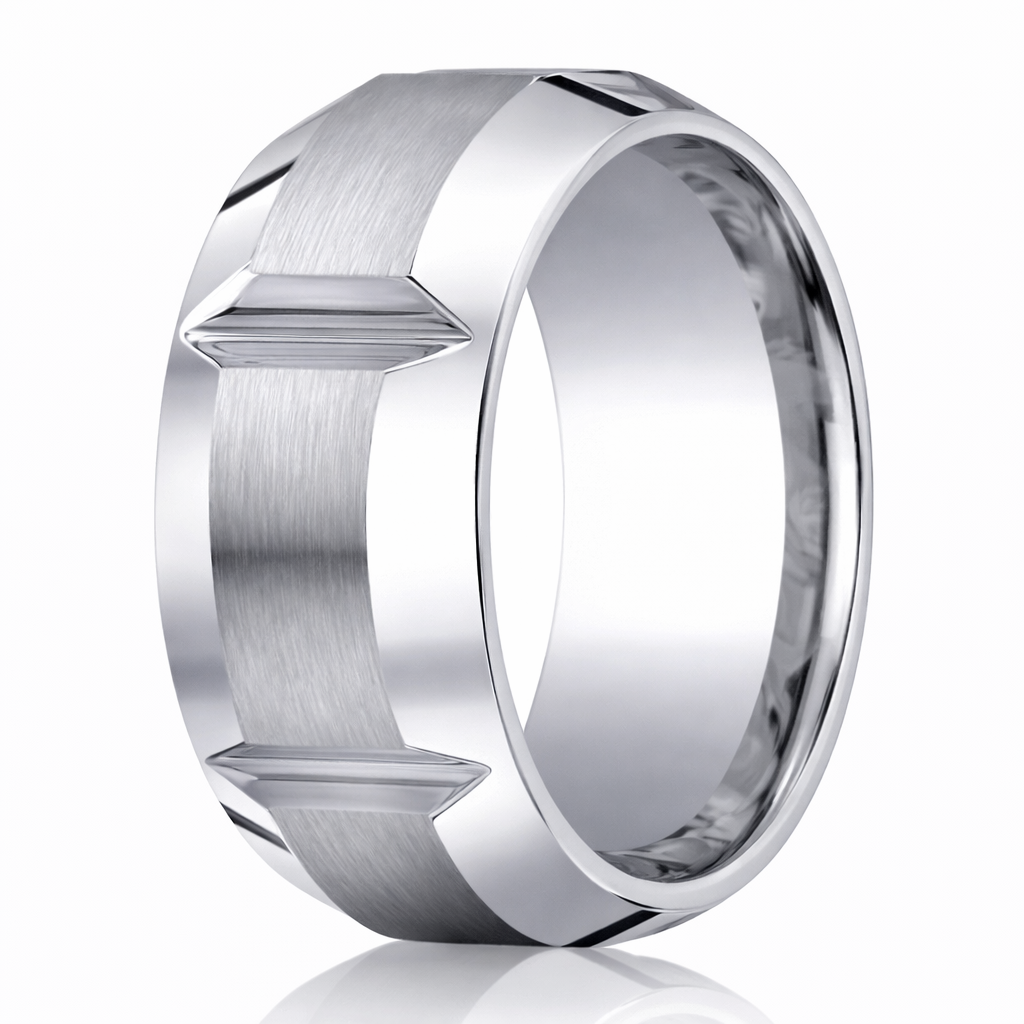 The Barbarian Men's Cobalt Chrome Ring Deep Segmented Cuts 10mm – Just ...