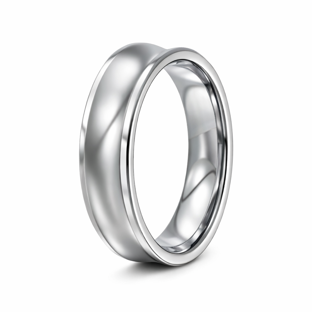 The Concave Tungsten Carbide Center Caved Wedding Band -8mm – Just Mens ...
