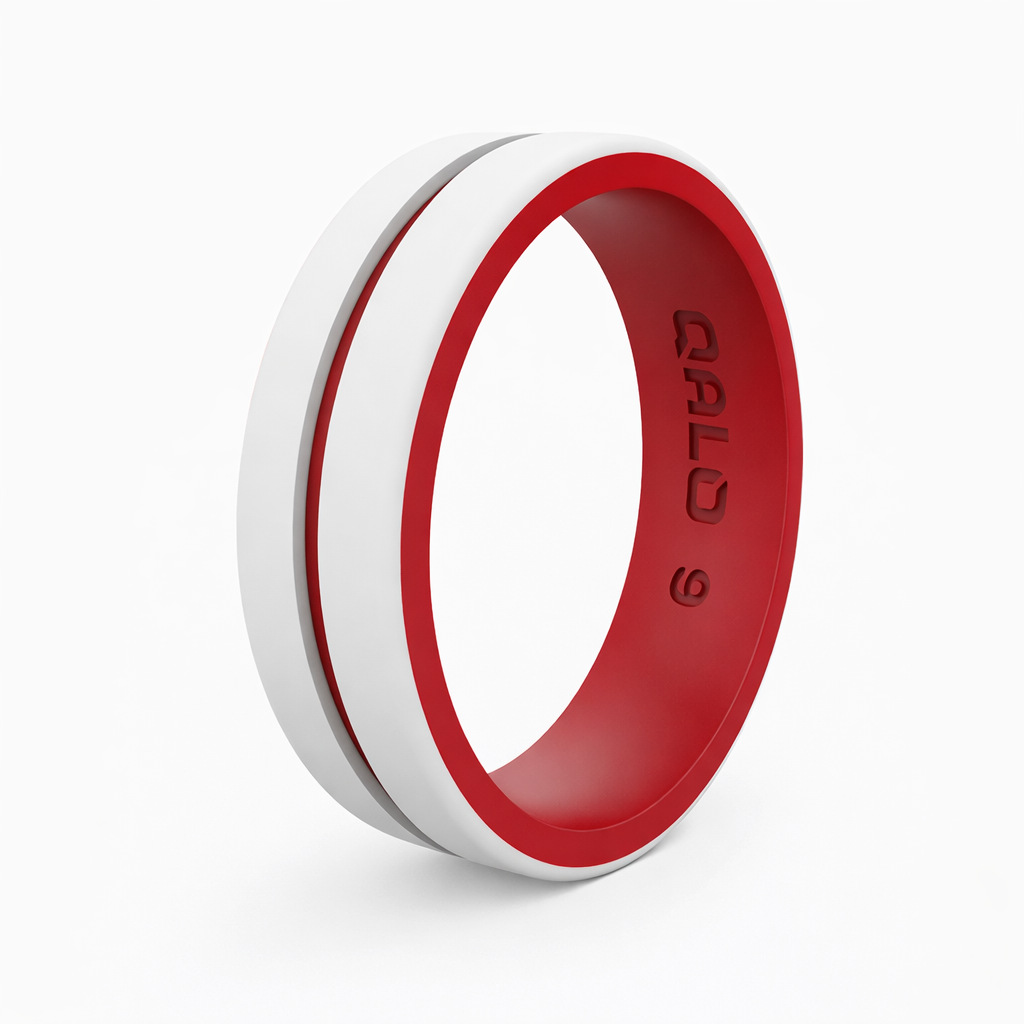 The Crimson Core 8mm Qalo White and Red Interior Premium Silicone Band ...