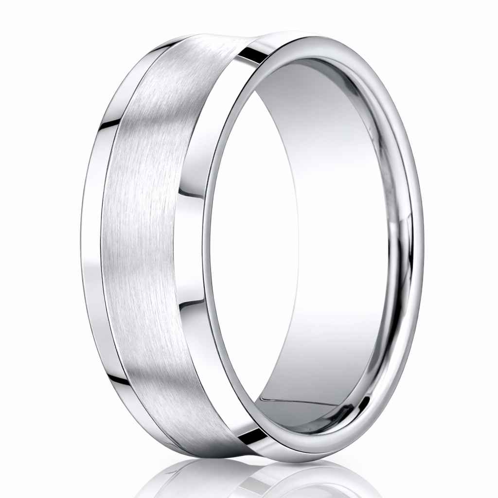 The Grotto Wedding Ring For Men in Cobalt Chrome Concave Satin Center ...
