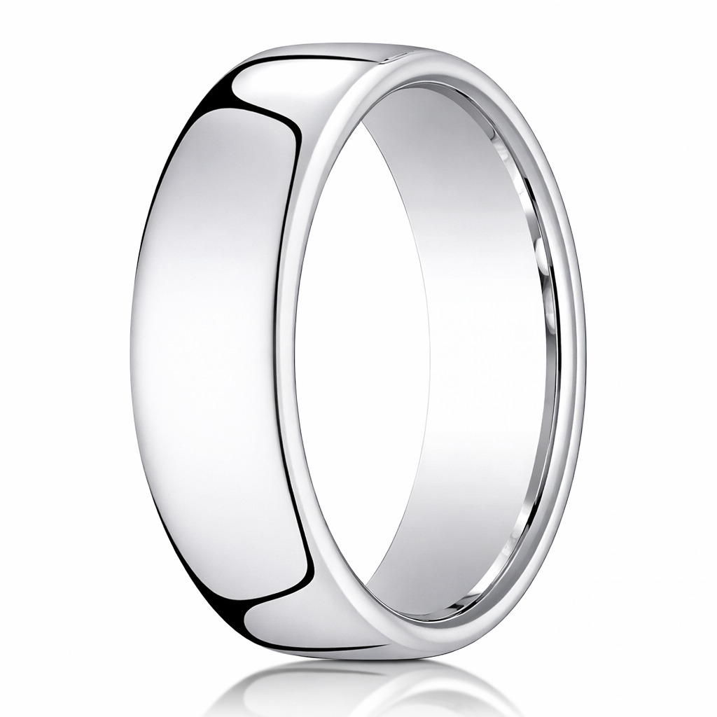 The Regent Men's Polished Cobalt Chrome Wedding Ring with Euro Comfort ...