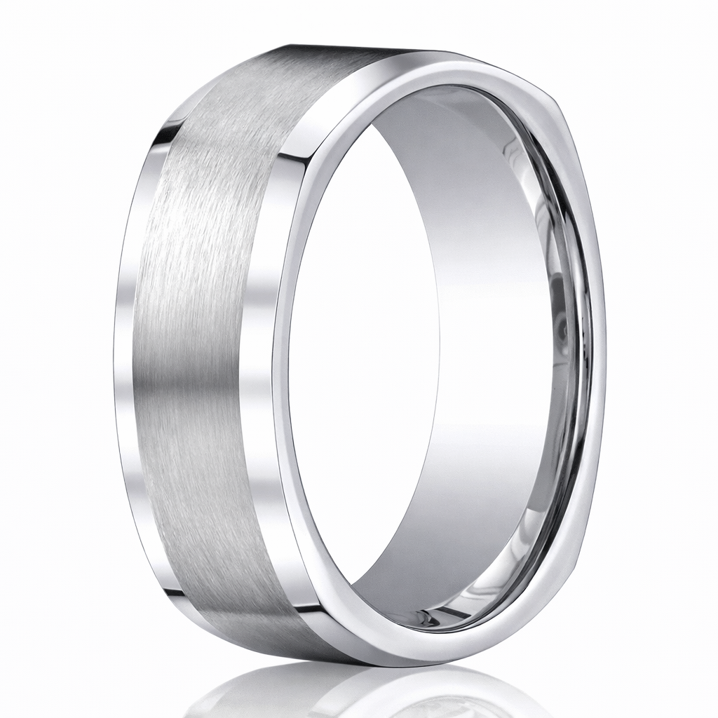 The Scholar Men's Satin Four Sided Cobalt Chrome Wedding Ring 9mm ...