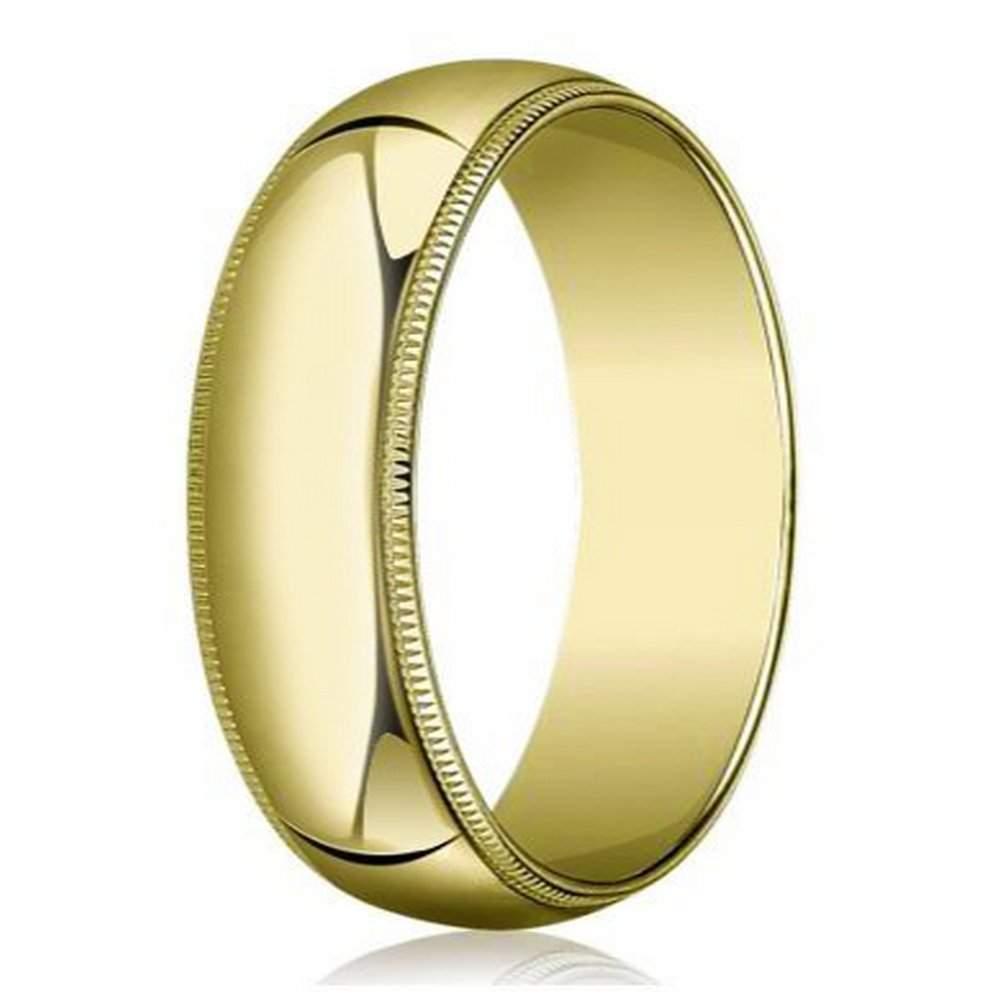 The Crownline Beaded Edge Men's 18K Yellow Gold Wedding Band | 6mm ...