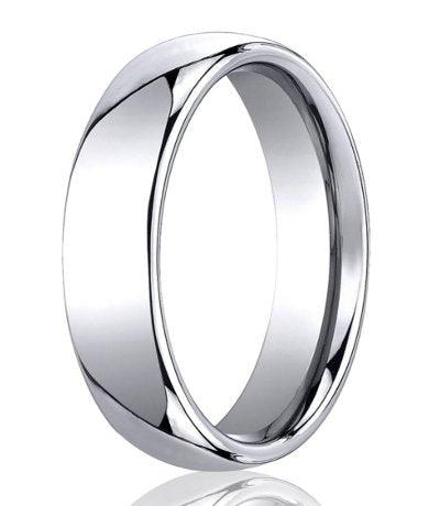 The Halo Polished Men's Wedding Ring in Cobalt Chrome Classic Dome 6mm ...