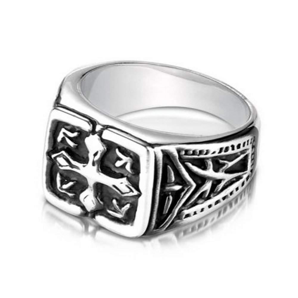 The Crusader 16mm Men's Cobalt Chrome Ring with Raised Cross Arrow Car ...