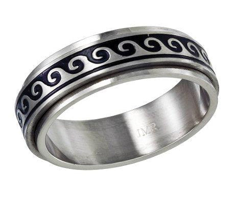Antiqued Wave Spinner Ring