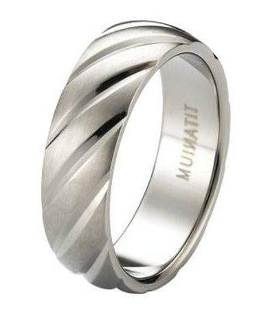 Satin-Finished Titanium Wedding Band with Diagonal Grooves | 8mm